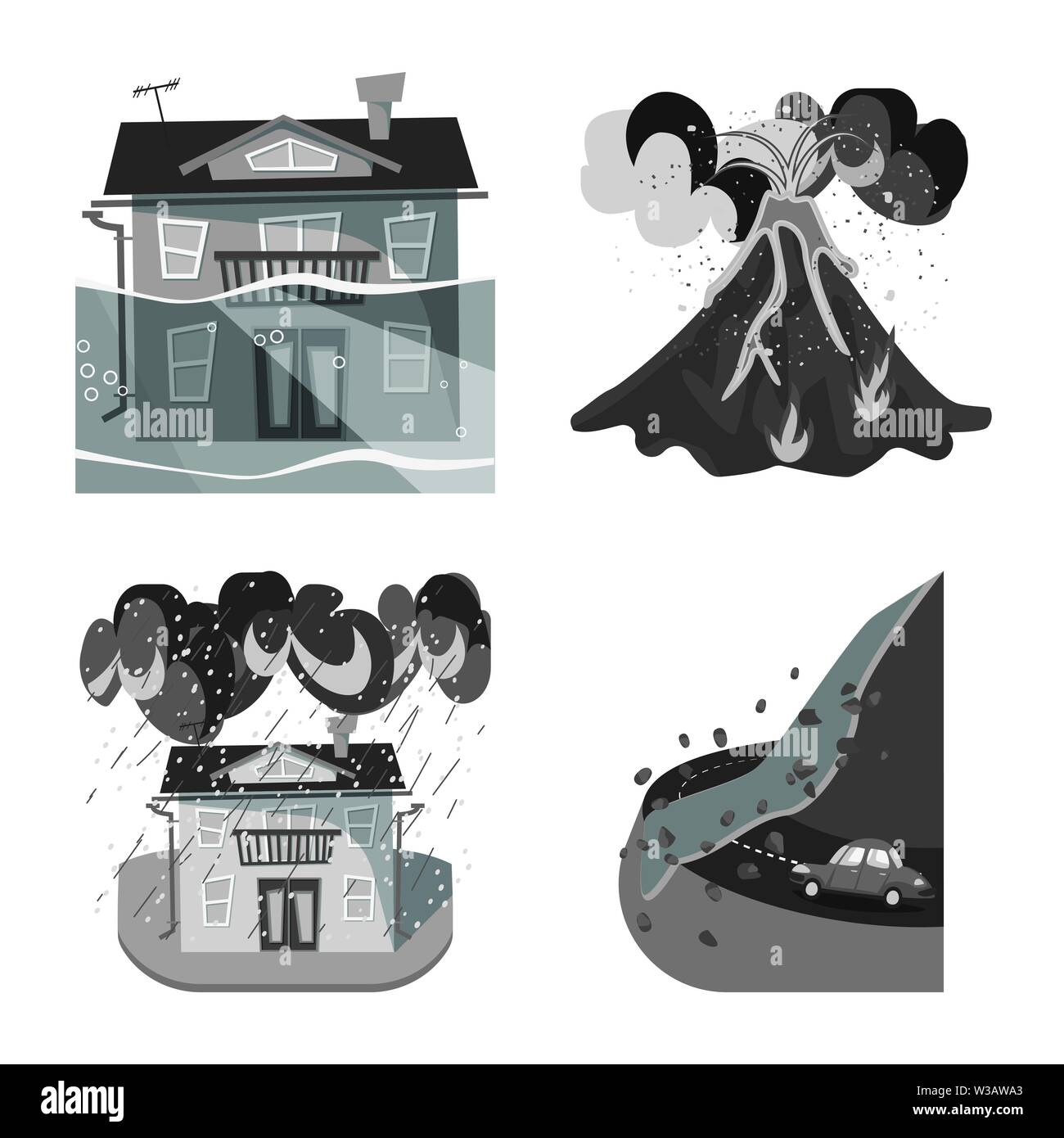 Vector illustration of nature and apocalypse icon. Collection of nature ...