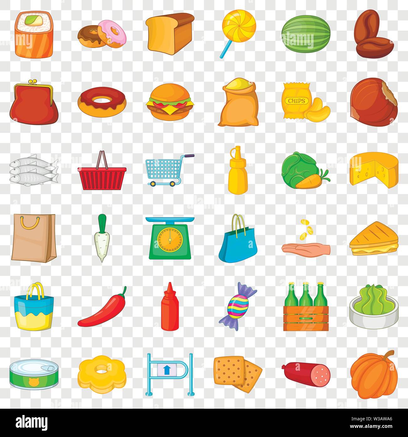 Grocery shopping icons set, cartoon style Stock Vector Image & Art - Alamy