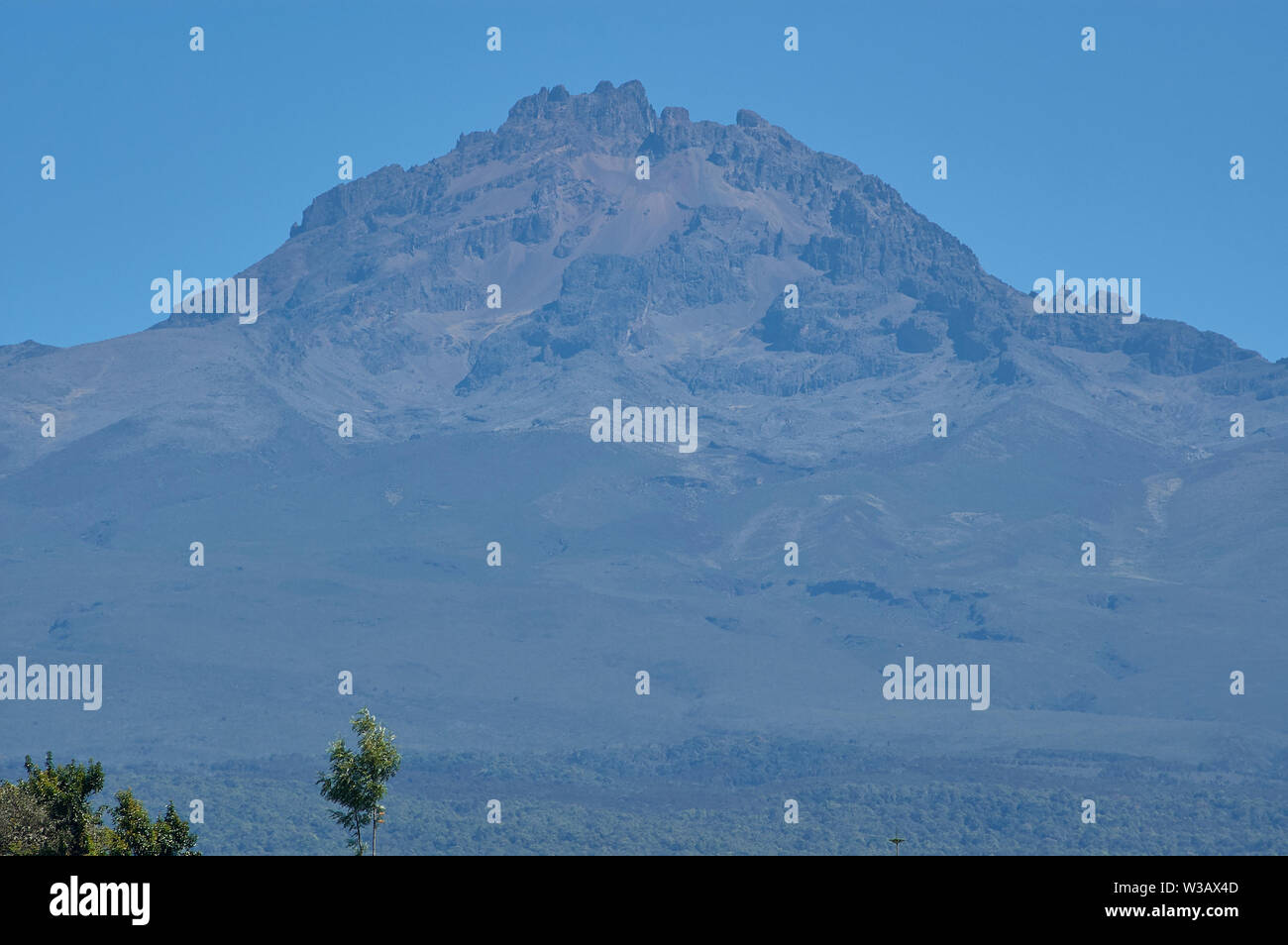 Mawenzi peak of Mt. Kilimanjaro as seen from Maua village Stock Photo ...