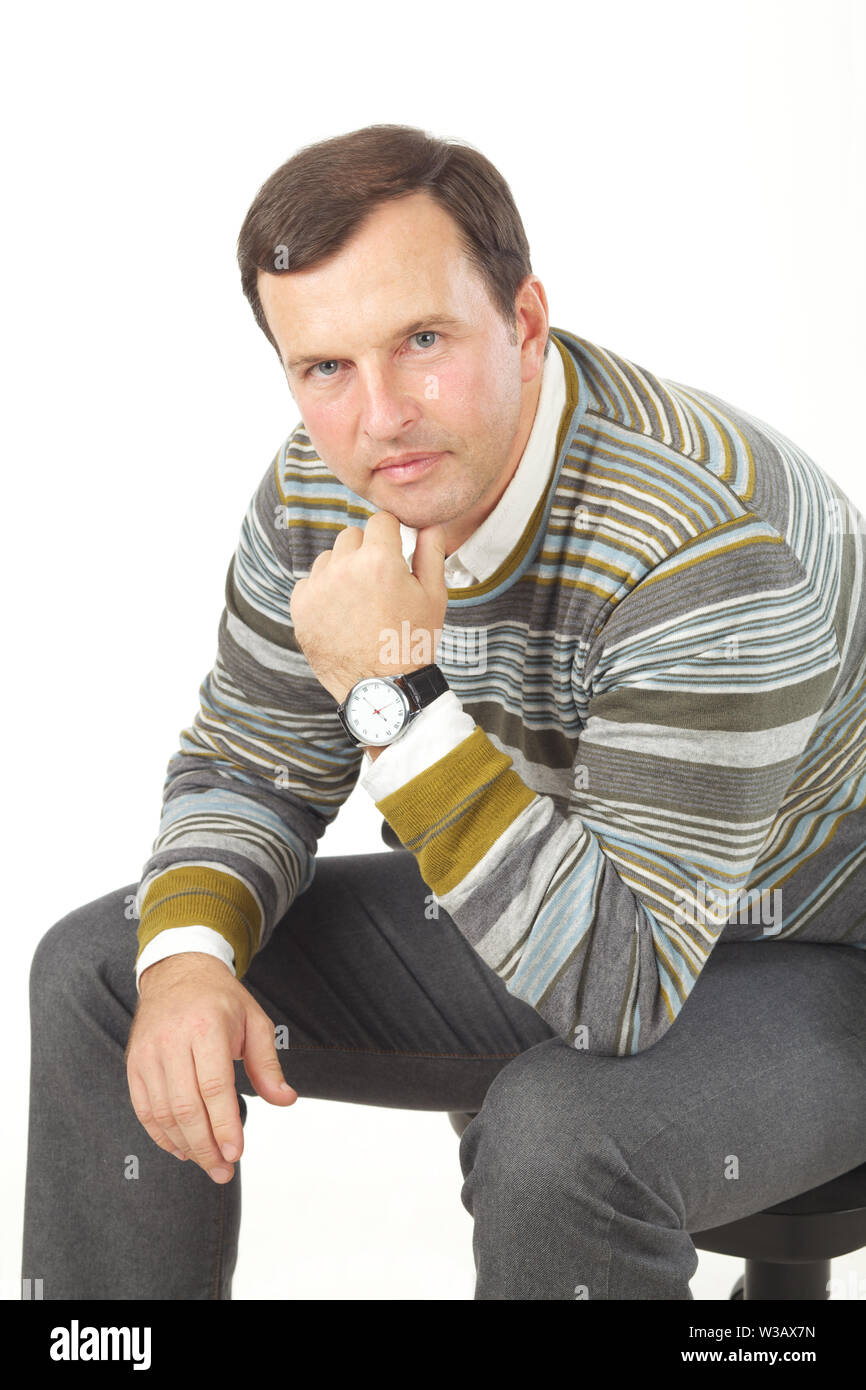 Portrait of a man sitting Stock Photo - Alamy