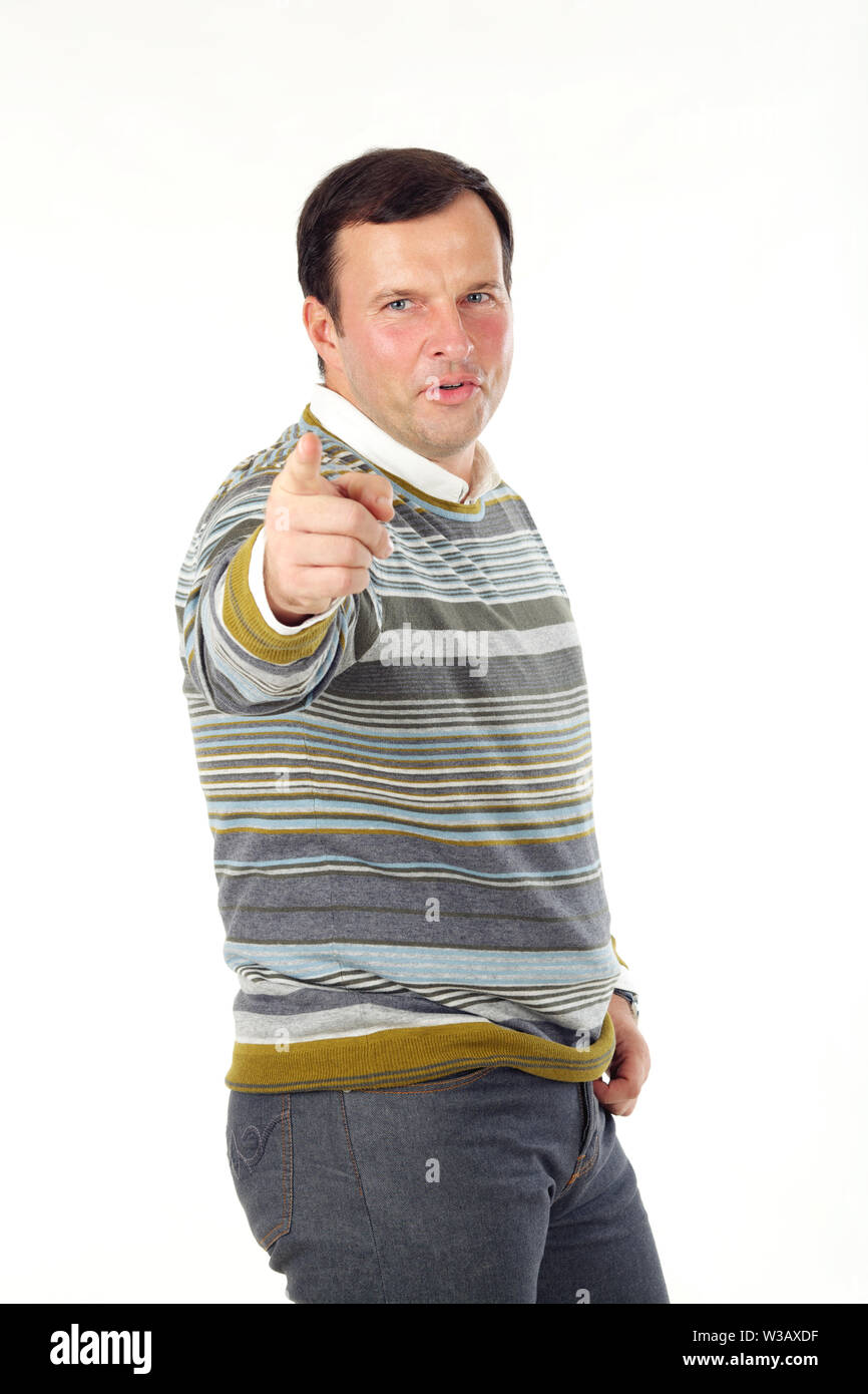 Portrait of a man pointing Stock Photo - Alamy