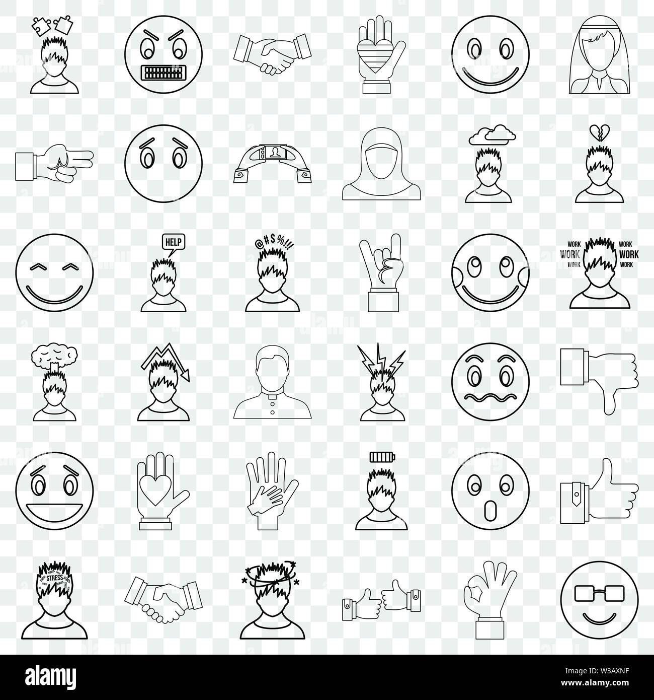 Emotion icons set, outline style Stock Vector Image & Art - Alamy