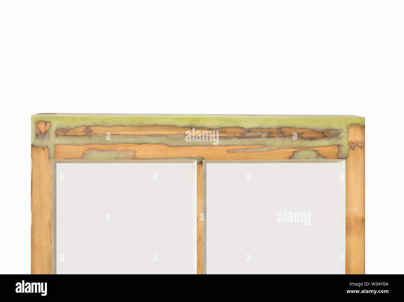 Close up of a restored and preserved sash window frame filled with ...