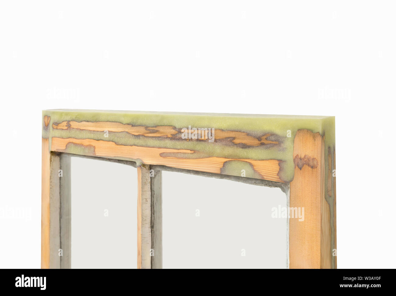 Close up of a restored and preserved sash window frame filled with ...