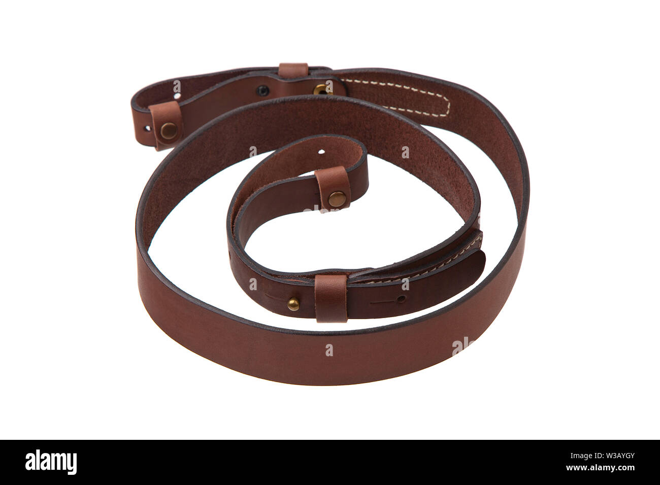 Brown leather bandolier isolated on a white background Stock Photo - Alamy
