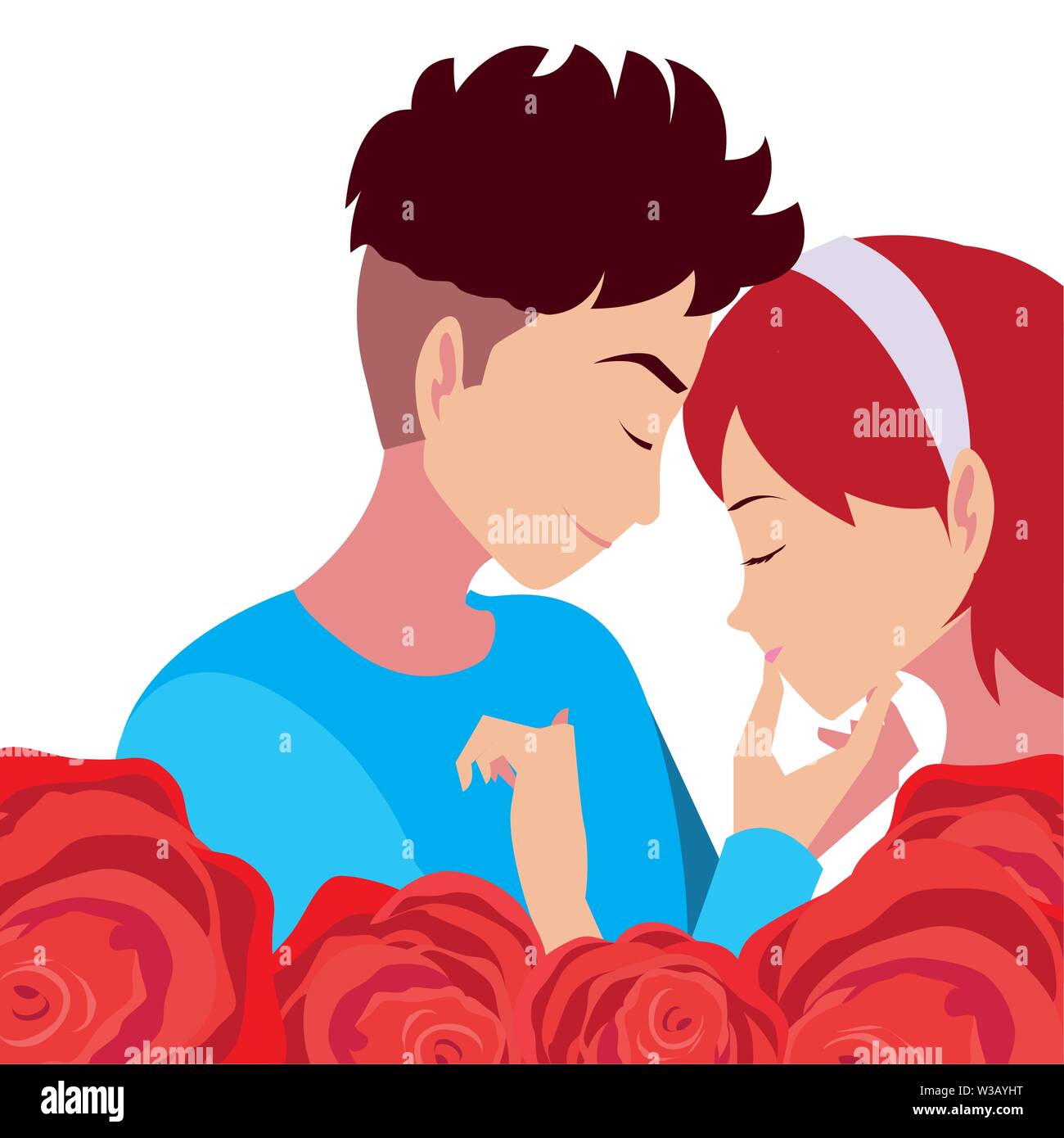 Couple flower roses hugging Stock Vector Images - Alamy