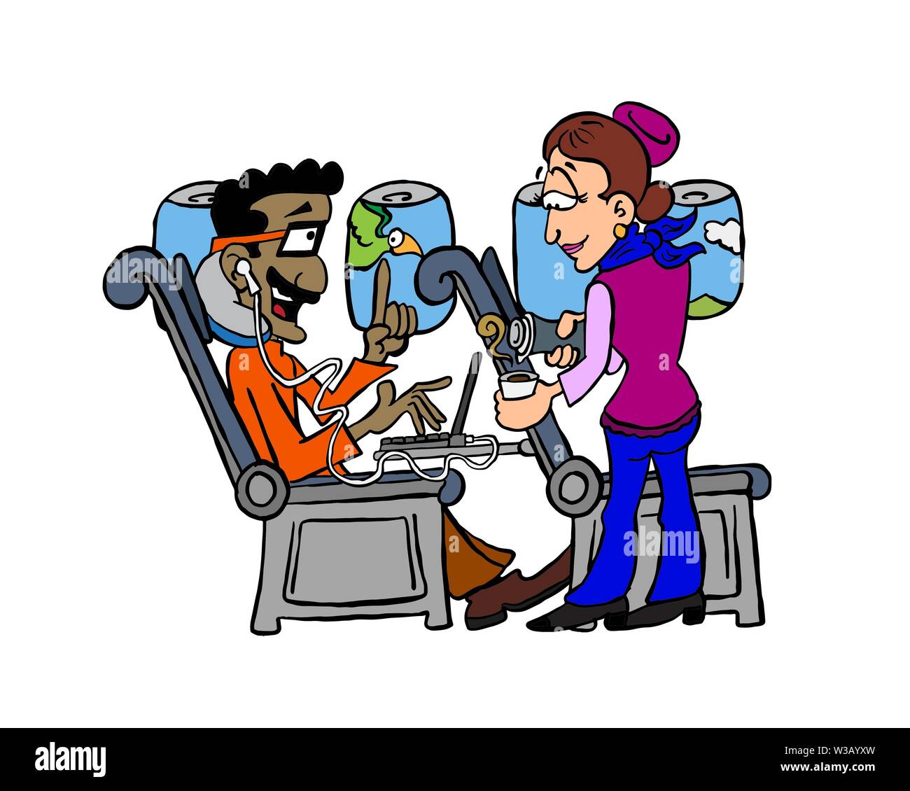 Man sitting in plane seat Stock Vector Images - Alamy