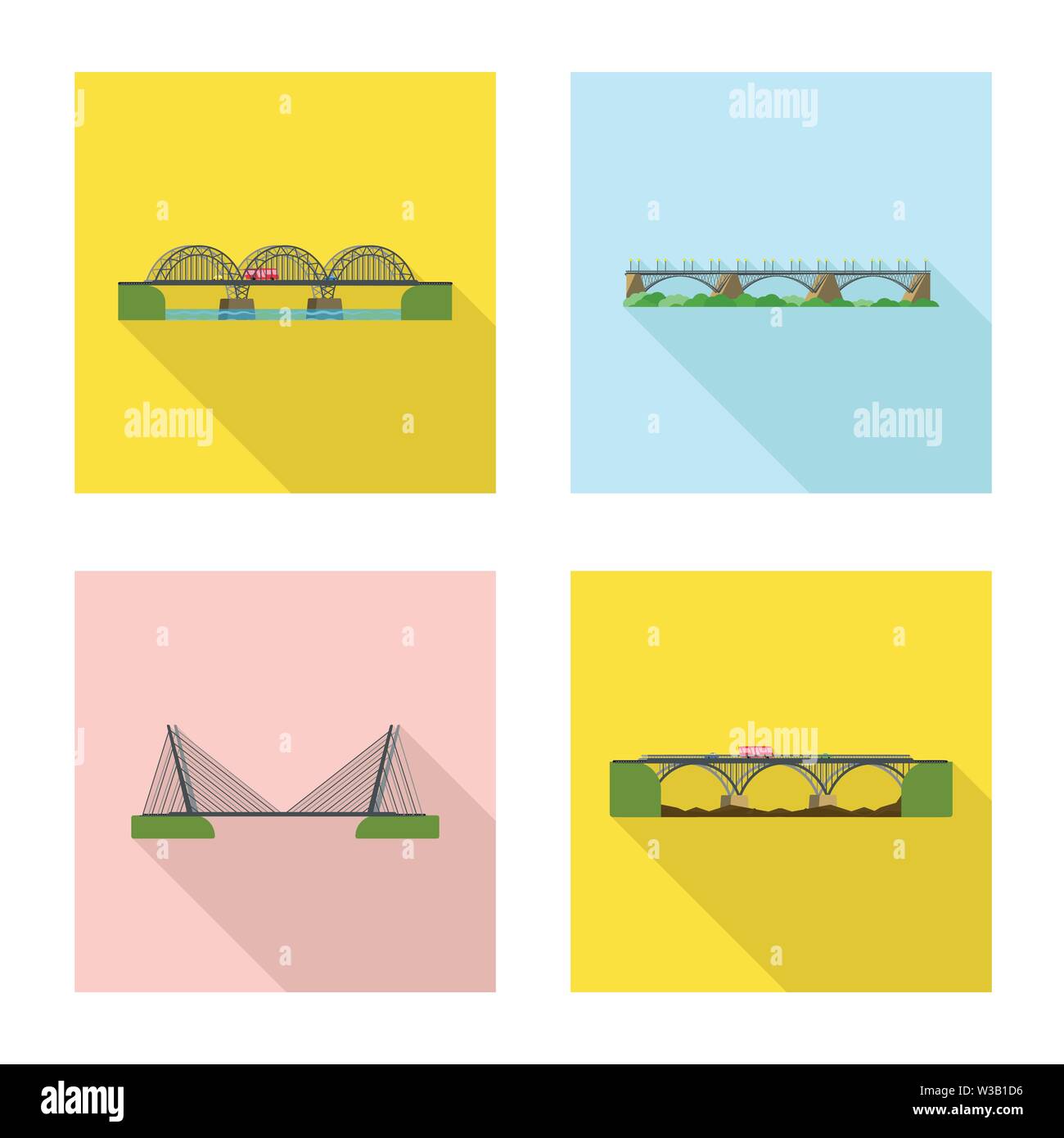 Vector design of bridgework and bridge symbol. Collection of bridgework ...