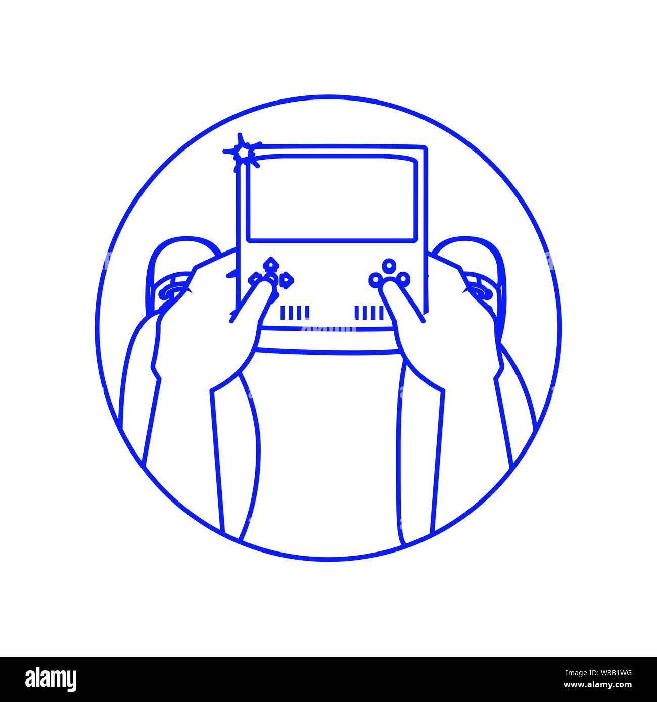 gamer hands with handle video game device vector illustration design ...
