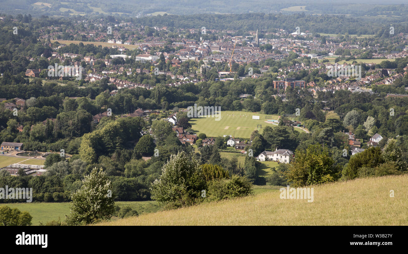spectacular views across the surrey countryside towards dorking from ...