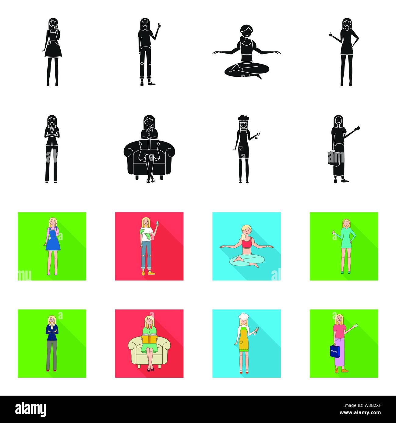 Vector design of posture and mood icon. Collection of posture and ...