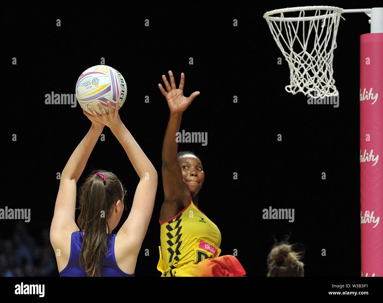 Liverpool, UK. 14 July 2019. Emma Barrie (Scotland) has a shot as ...