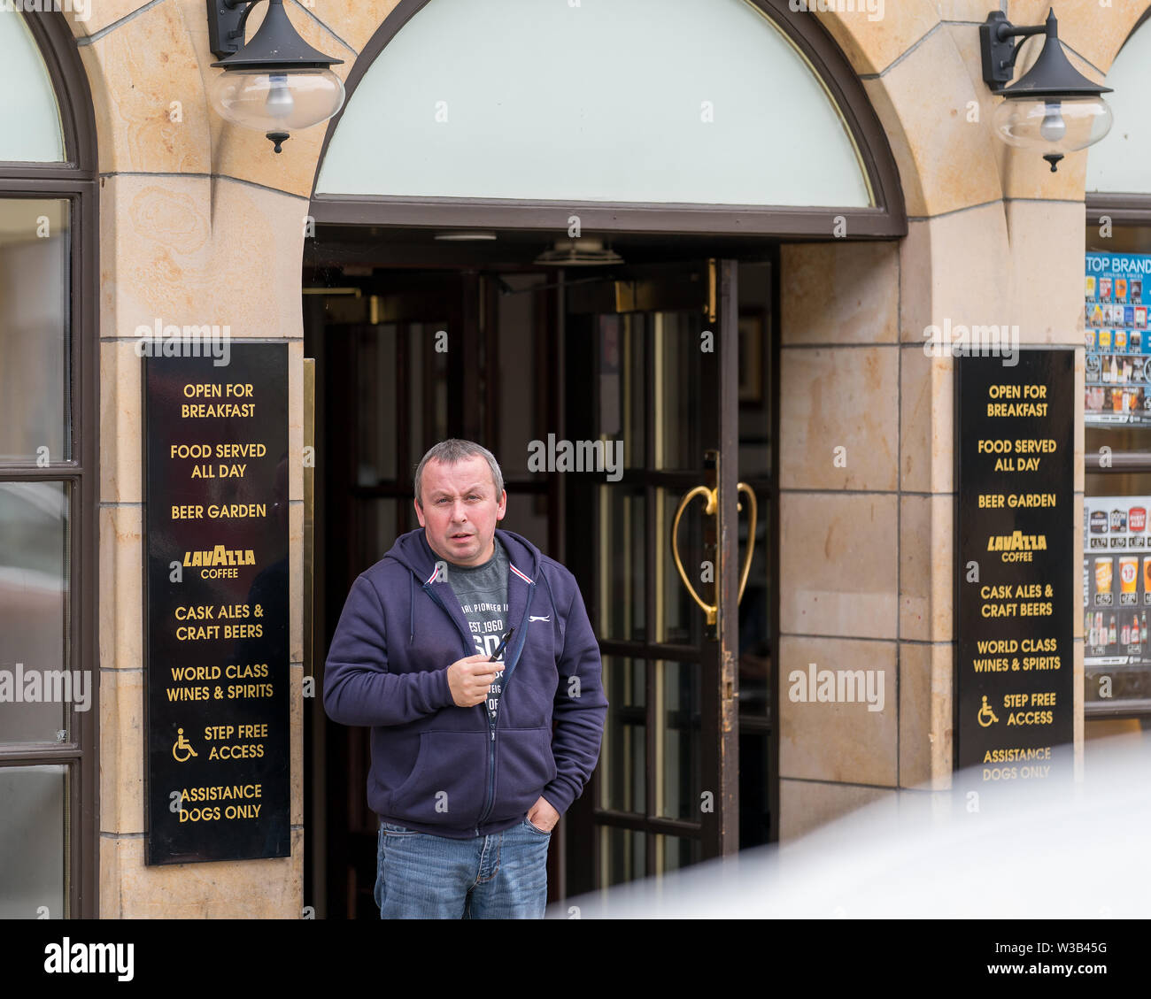 13 July 2019. High Street area, Elgin, Moray, Scotland, UK. This is a ...