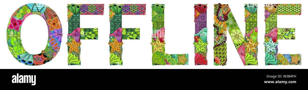 Word offline. Vector zentangle object for decoration Stock Vector Image ...