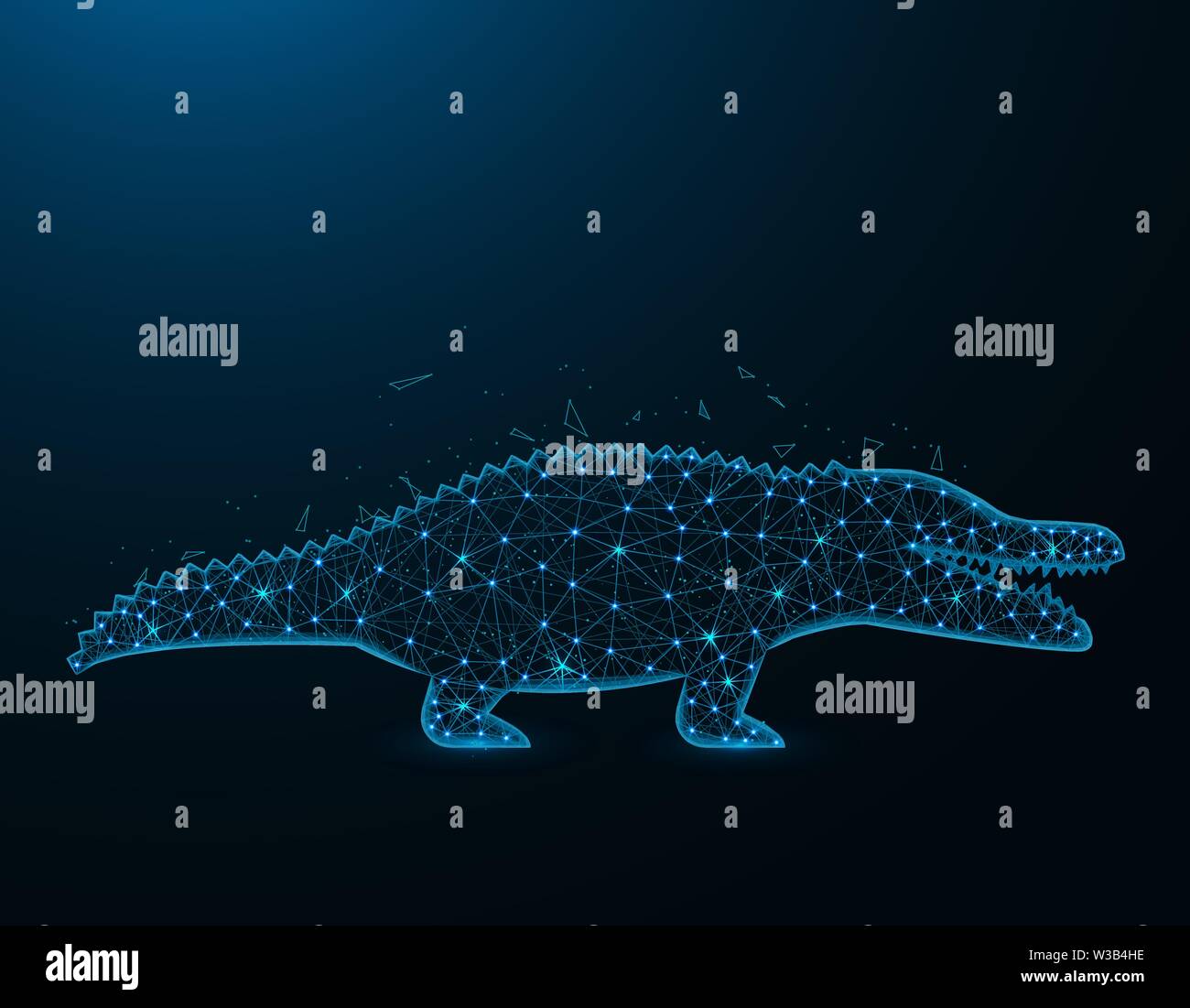 Crocodile low poly model, African animal polygonal wireframe, reptile ...