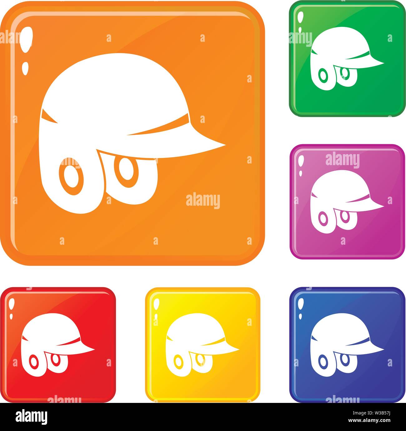 Baseball helmet icons set vector color Stock Vector Image & Art - Alamy