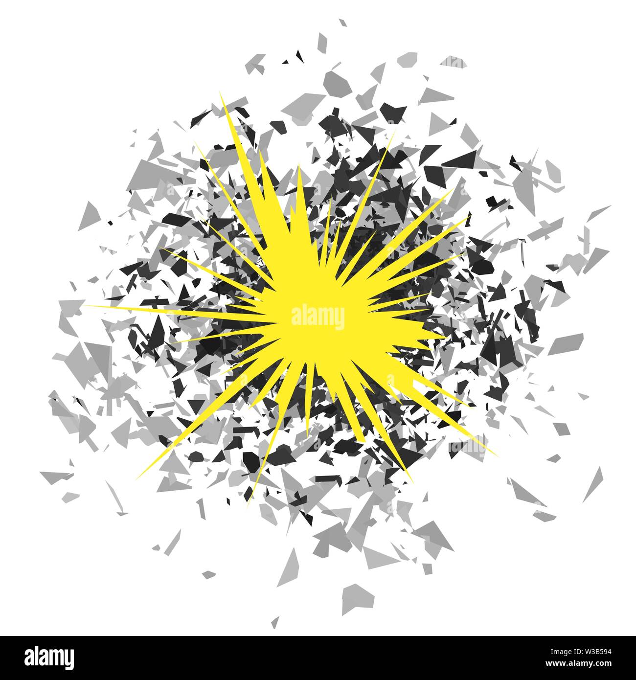 Explosion Cloud of Grey Pieces on White Background. Sharp Particles ...