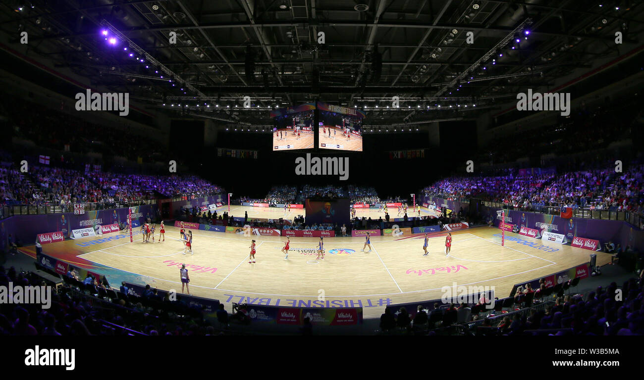 A general view of action between England and Samoa during the Netball ...