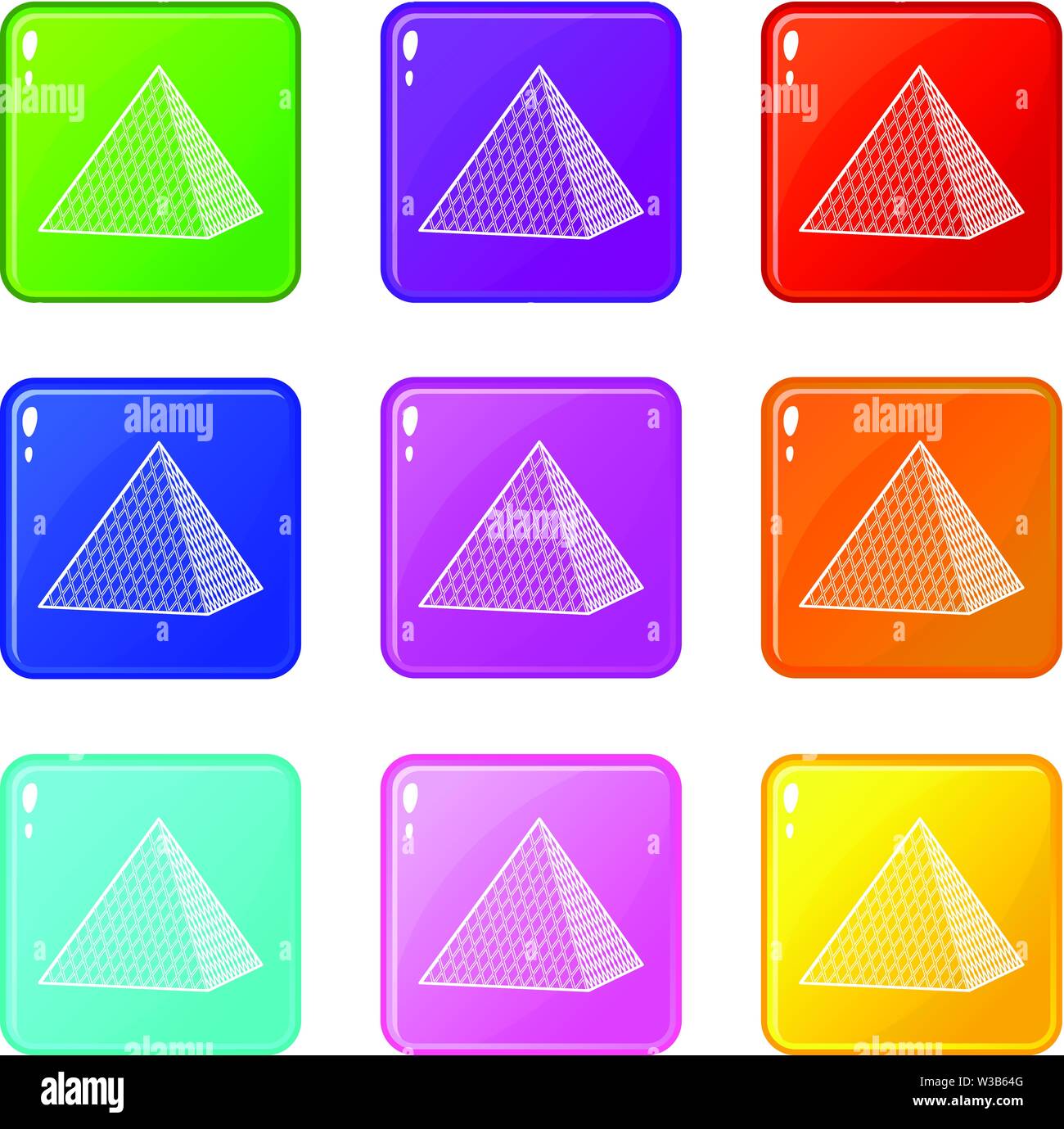 Louvre pyramid icons set 9 color collection Stock Vector Image & Art ...