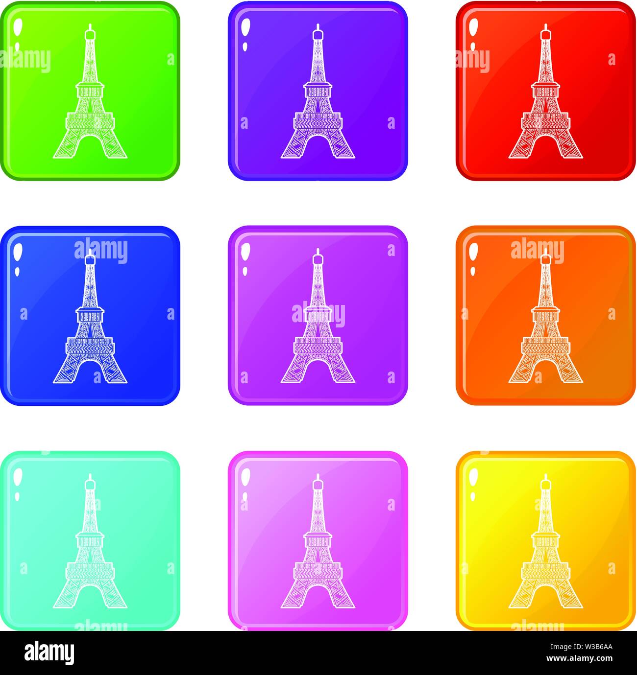 Eiffel tower icons set 9 color collection Stock Vector Image & Art - Alamy