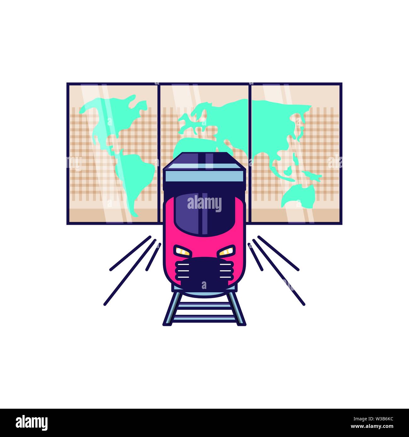 paper map travel guide with train vector illustration design Stock ...
