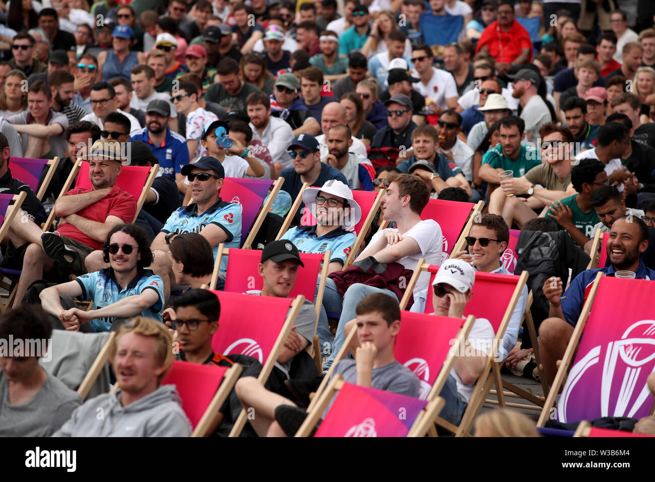 Fans watch a big screen in the Fanzone at Trafalgar Square during the ...