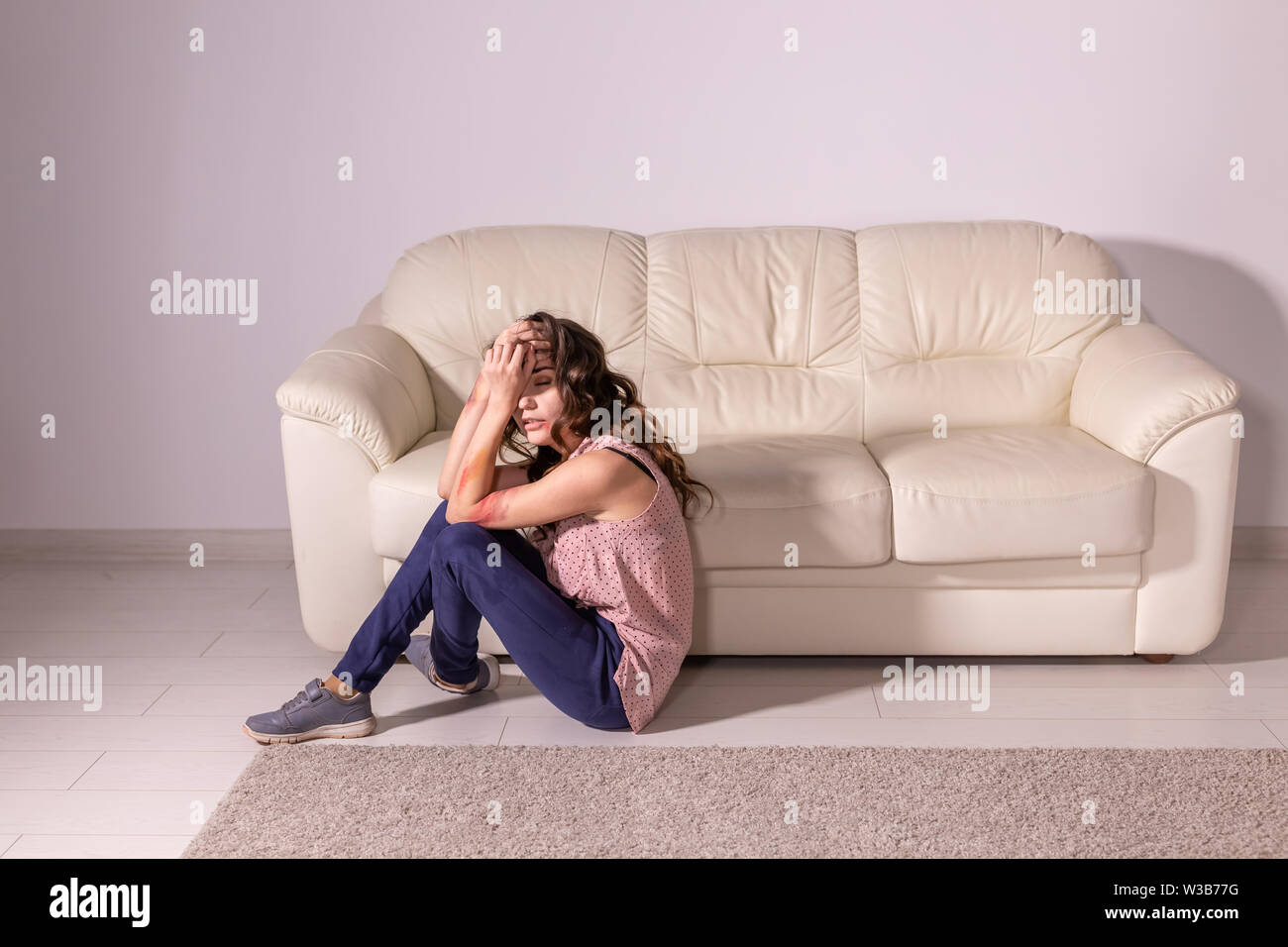 Victim, abuse and domestic violence - Woman crying, suffering domestic ...