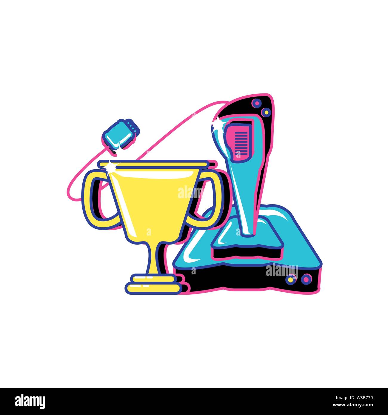 video game joystick control with trophy cup vector illustration design ...