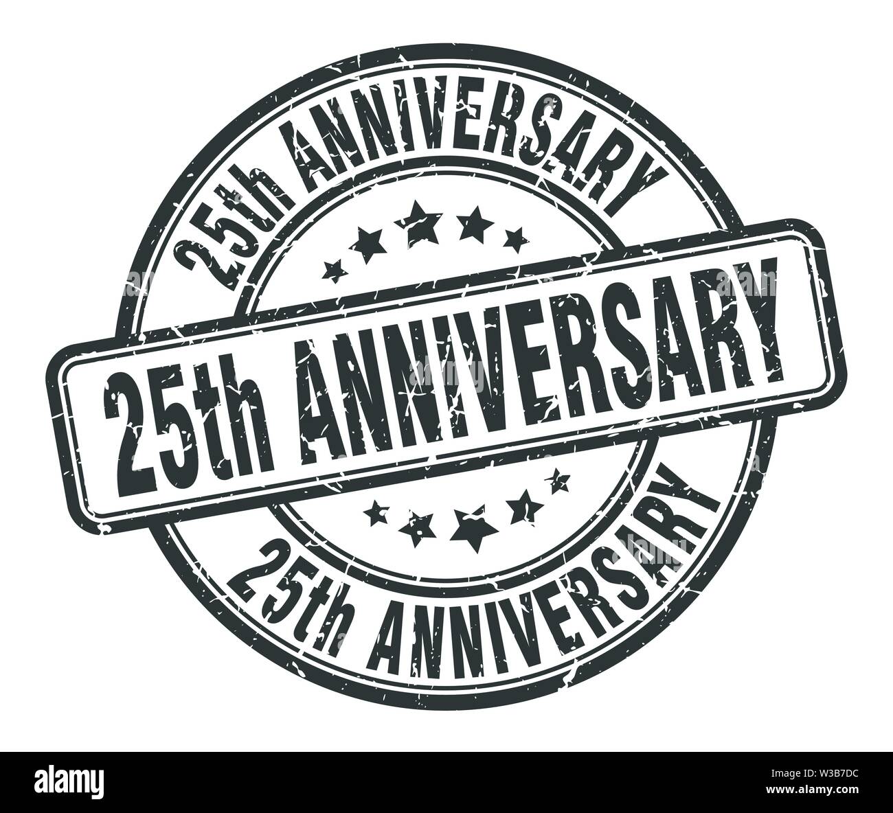 25th anniversary stamp. 25th anniversary round grunge sign. 25th ...