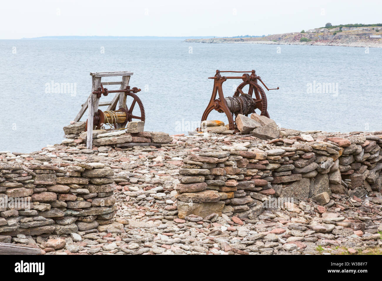 Boat winch on the beach Stock Photo - Alamy