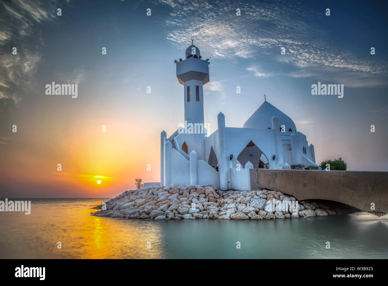 Beautiful Al Khobar Corniche Mosque Sunrise -Saudi Arabia Stock Photo ...