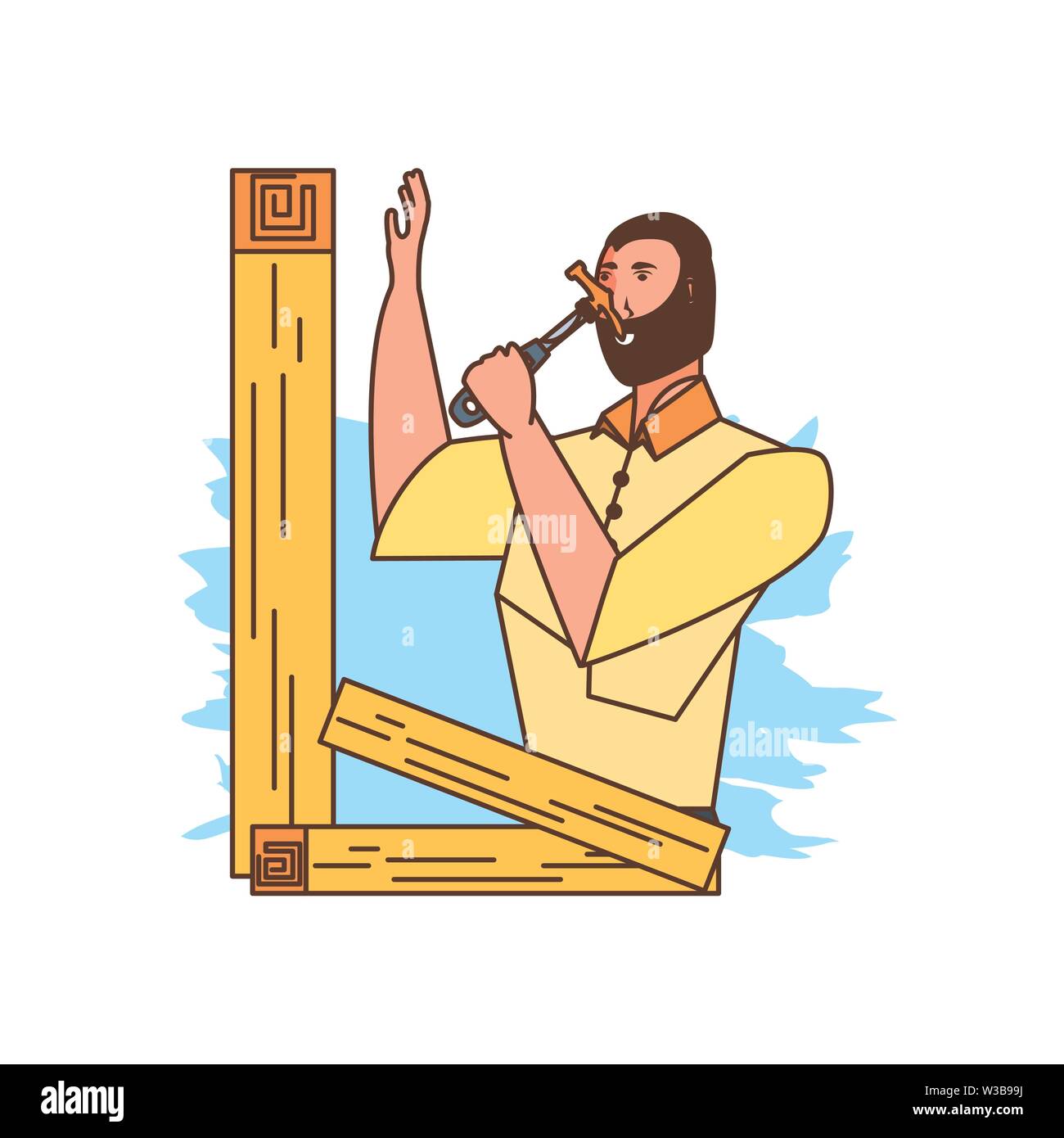 worker carpenter man with wooden vector illustration design Stock ...