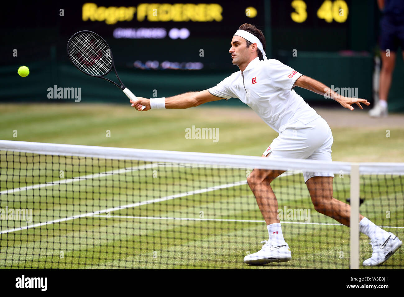 Roger Federer in action in the mens singles final on day thirteen of ...