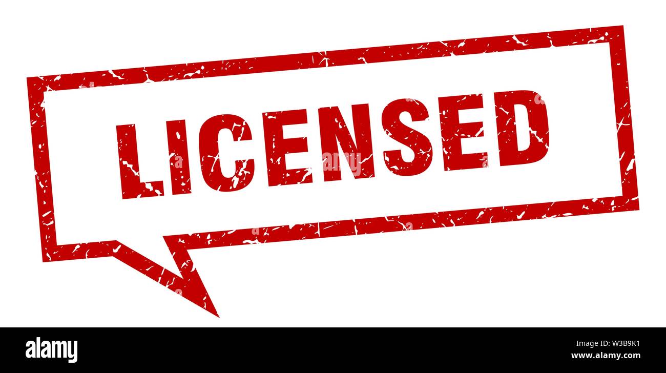 licensed sign. licensed square speech bubble. licensed Stock Vector ...
