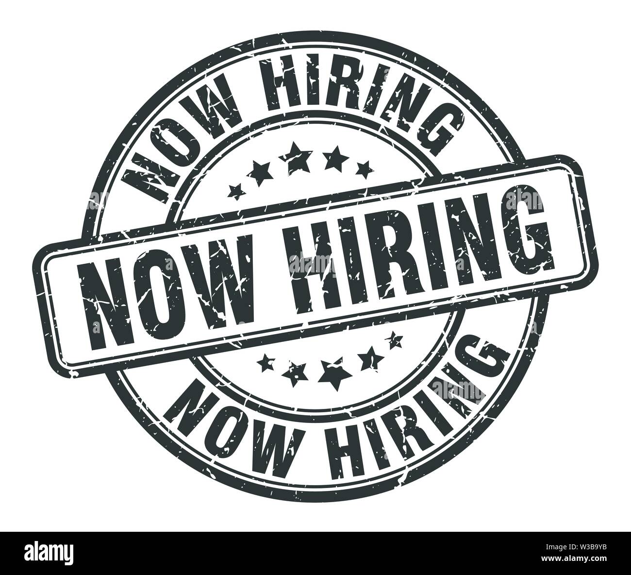 Were hiring rubber stamp Black and White Stock Photos & Images - Alamy