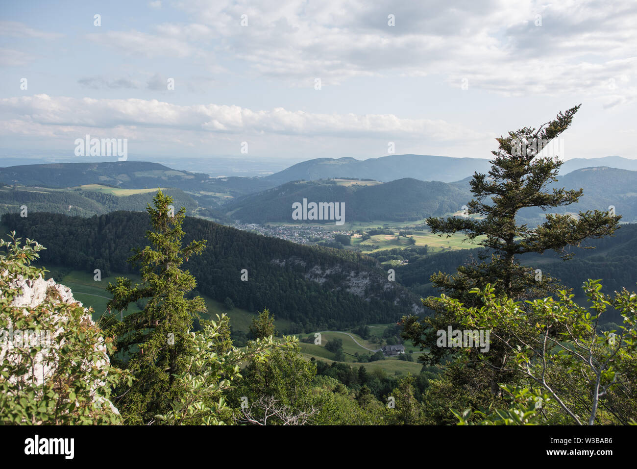 beautiful landscpe in the switzerland jura mountains, view from ...