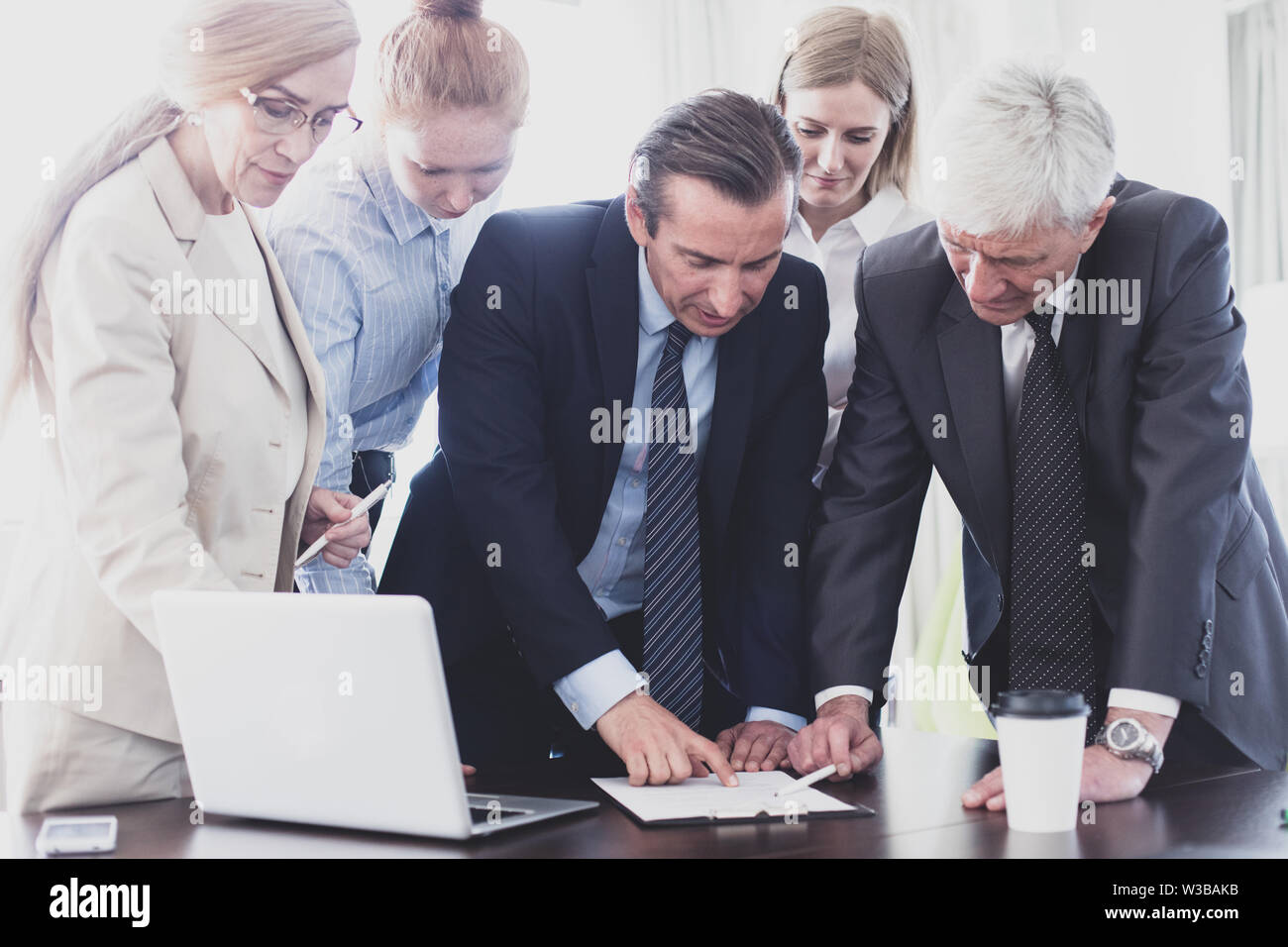 Team work process, business people sign contract documents Stock Photo ...
