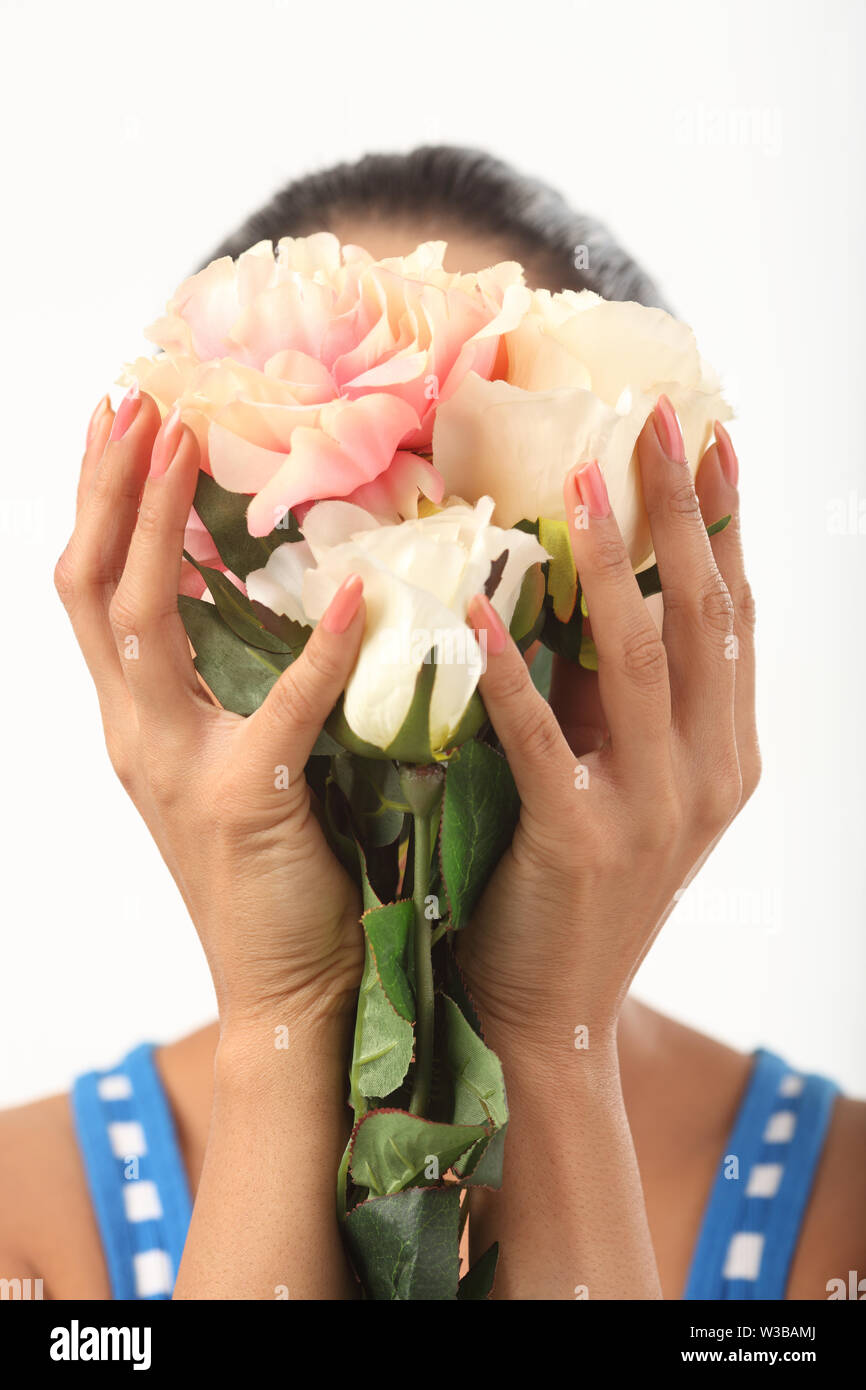 Girl Hiding Face With Flower