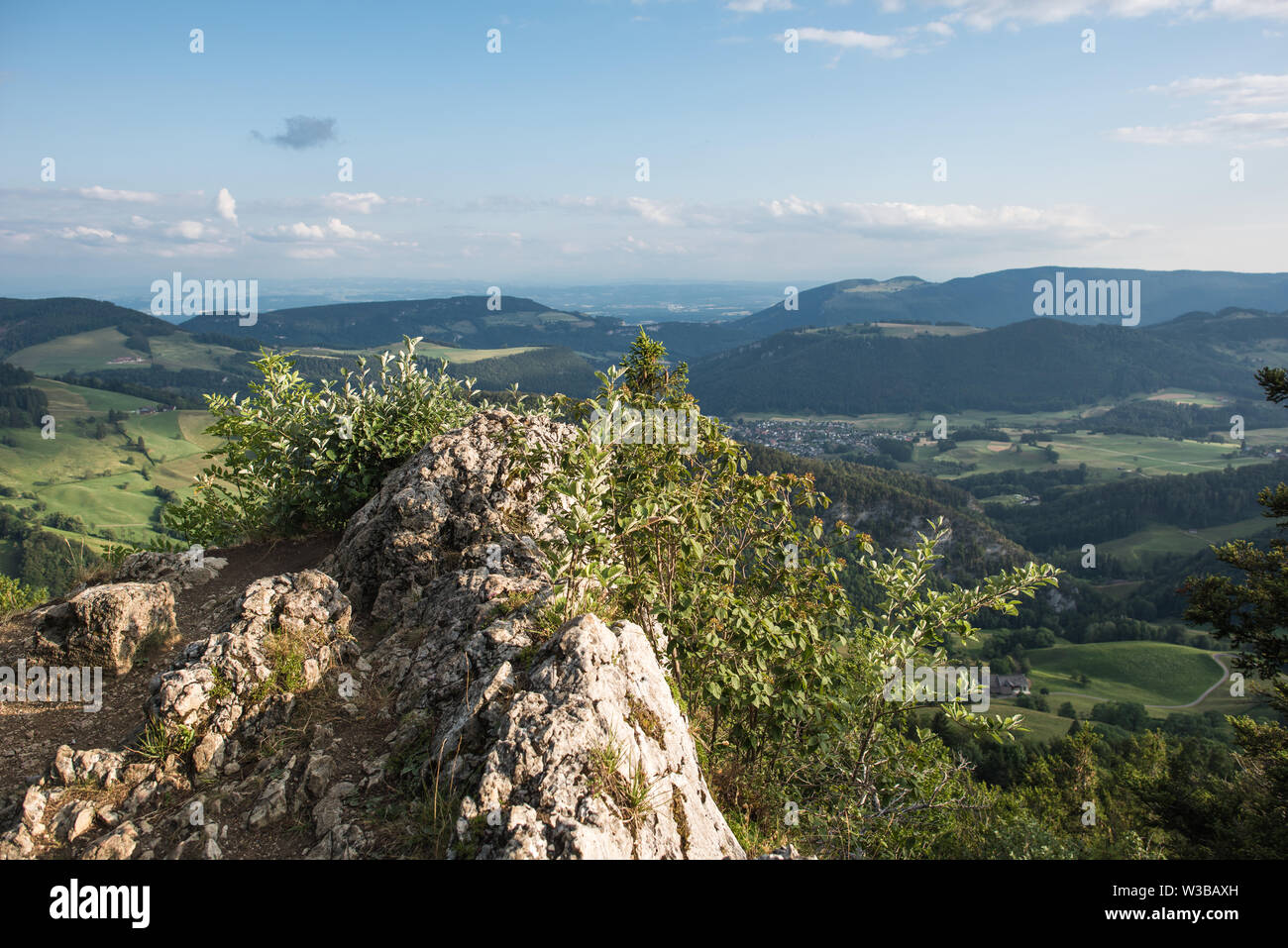 beautiful landscpe in the switzerland jura mountains, view from ...