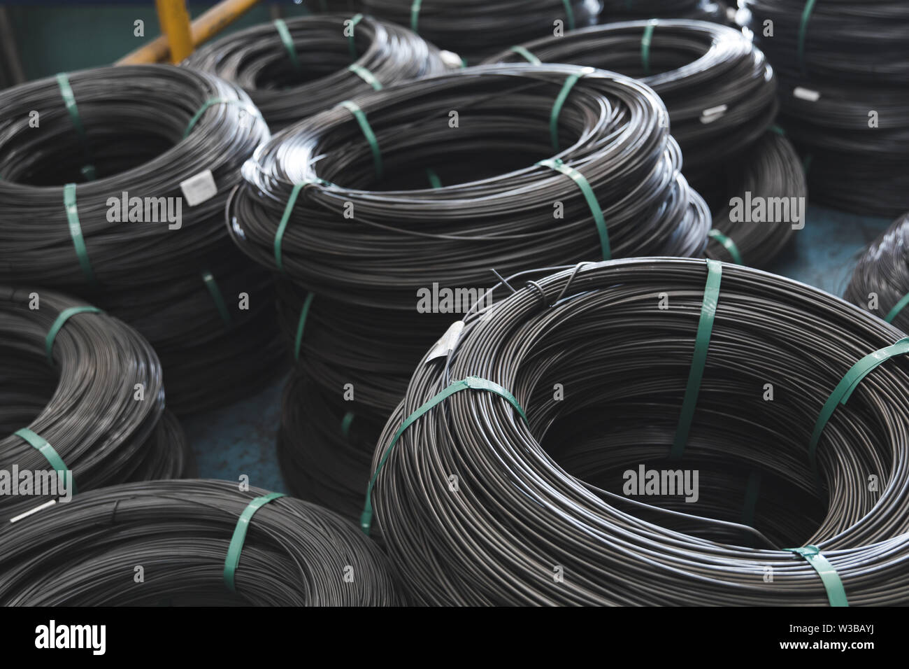 Pile of iron, metal wire rod or coil background for Construction ...