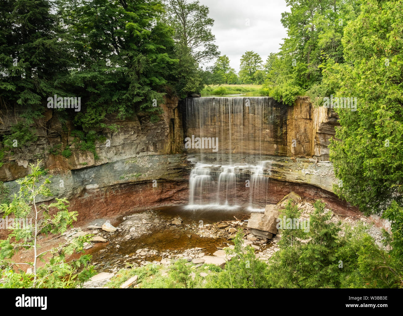 The horseshoe shaped Indian Falls, in the Bruce Peninsula near Owen ...