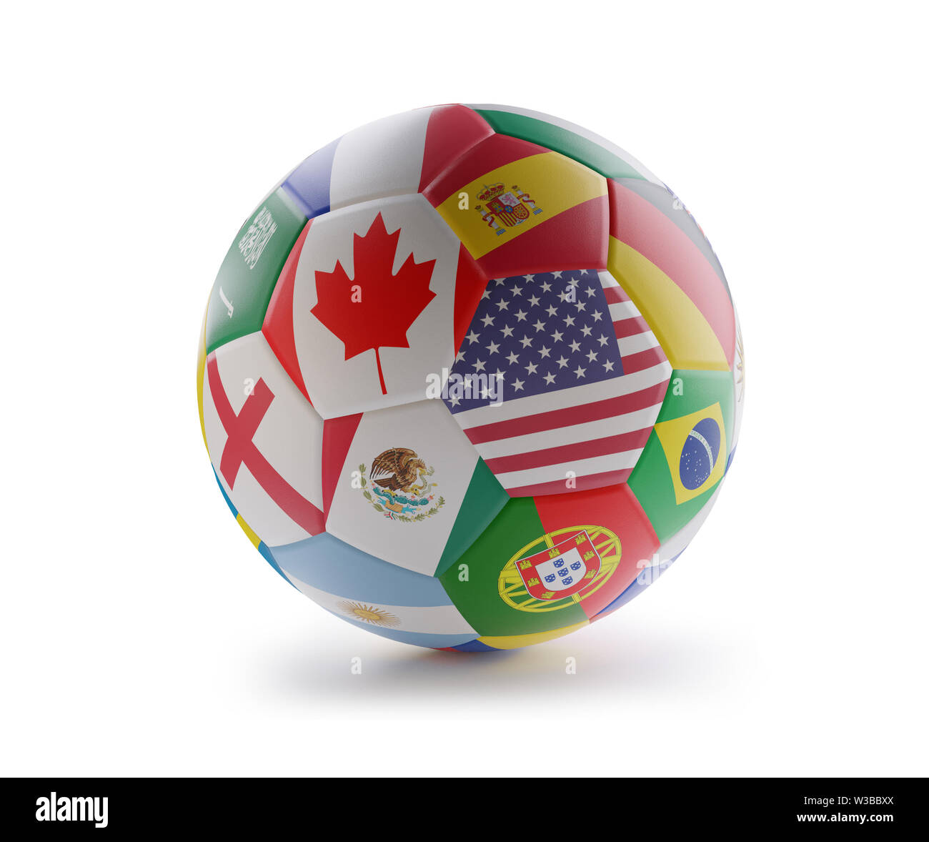 soccer ball flags design Canada America Mexico 3d-illustration Stock ...