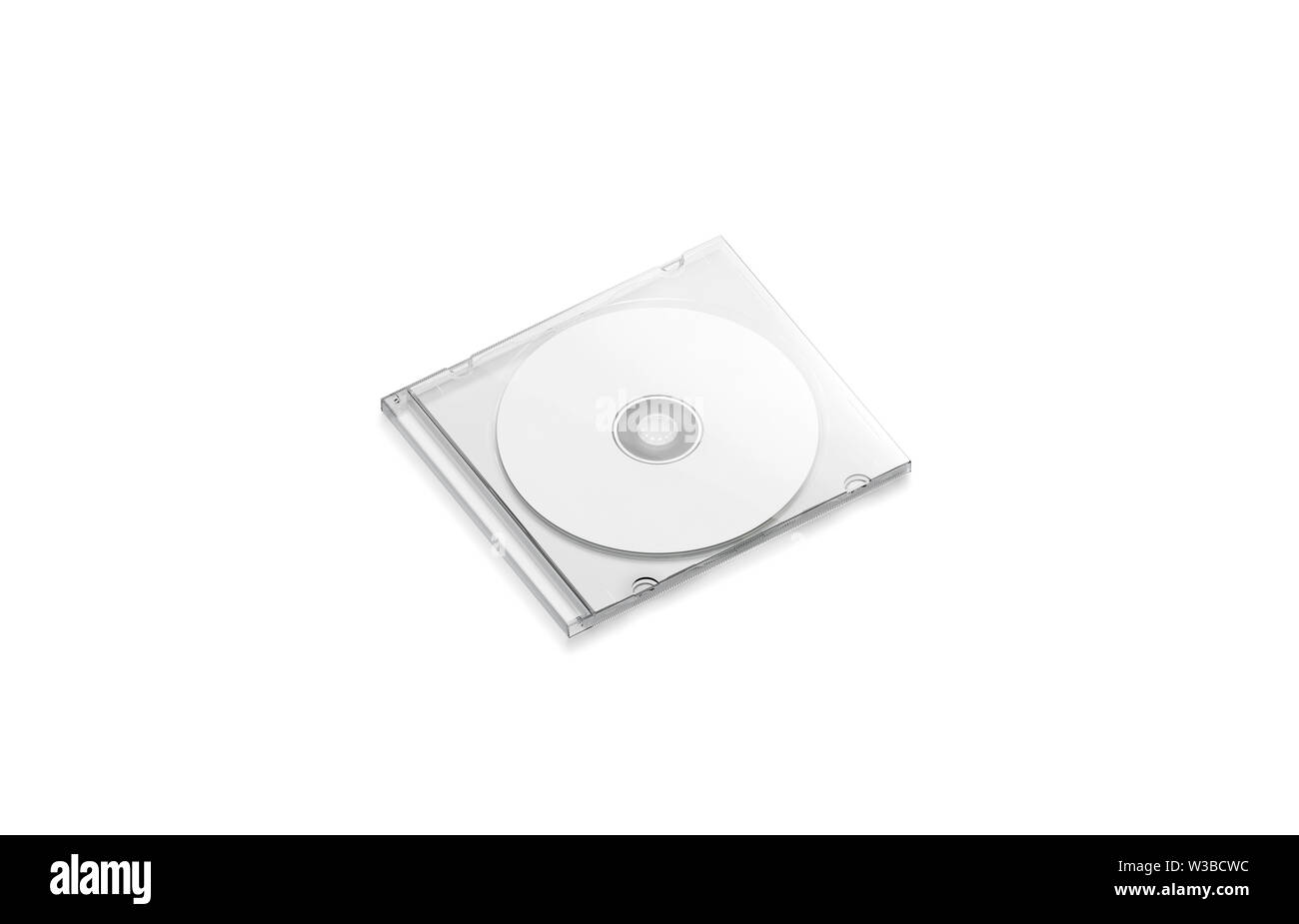 Blank white transparent disk case mockup closed, side view, isolated ...