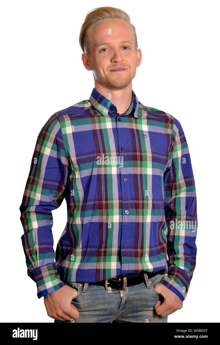 man young young isolated shirt check easy free guy boy Stock Photo - Alamy