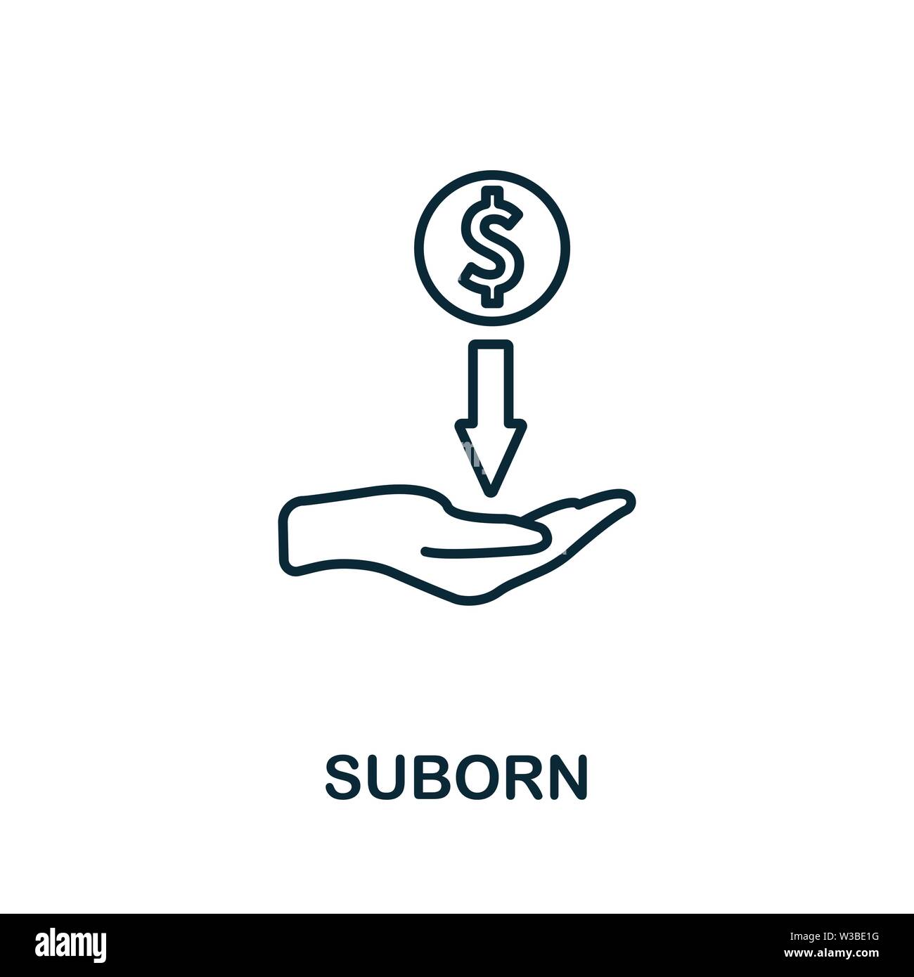 Suborn icon. Thin outline style design from corruption icons collection ... Suborn icon. Thin outline style design from corruption icons collection ...