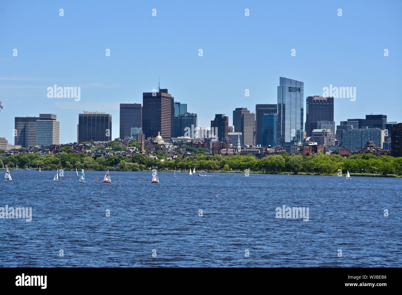 View of the Boston skyline as seen from the Charles River, Cambridge ...