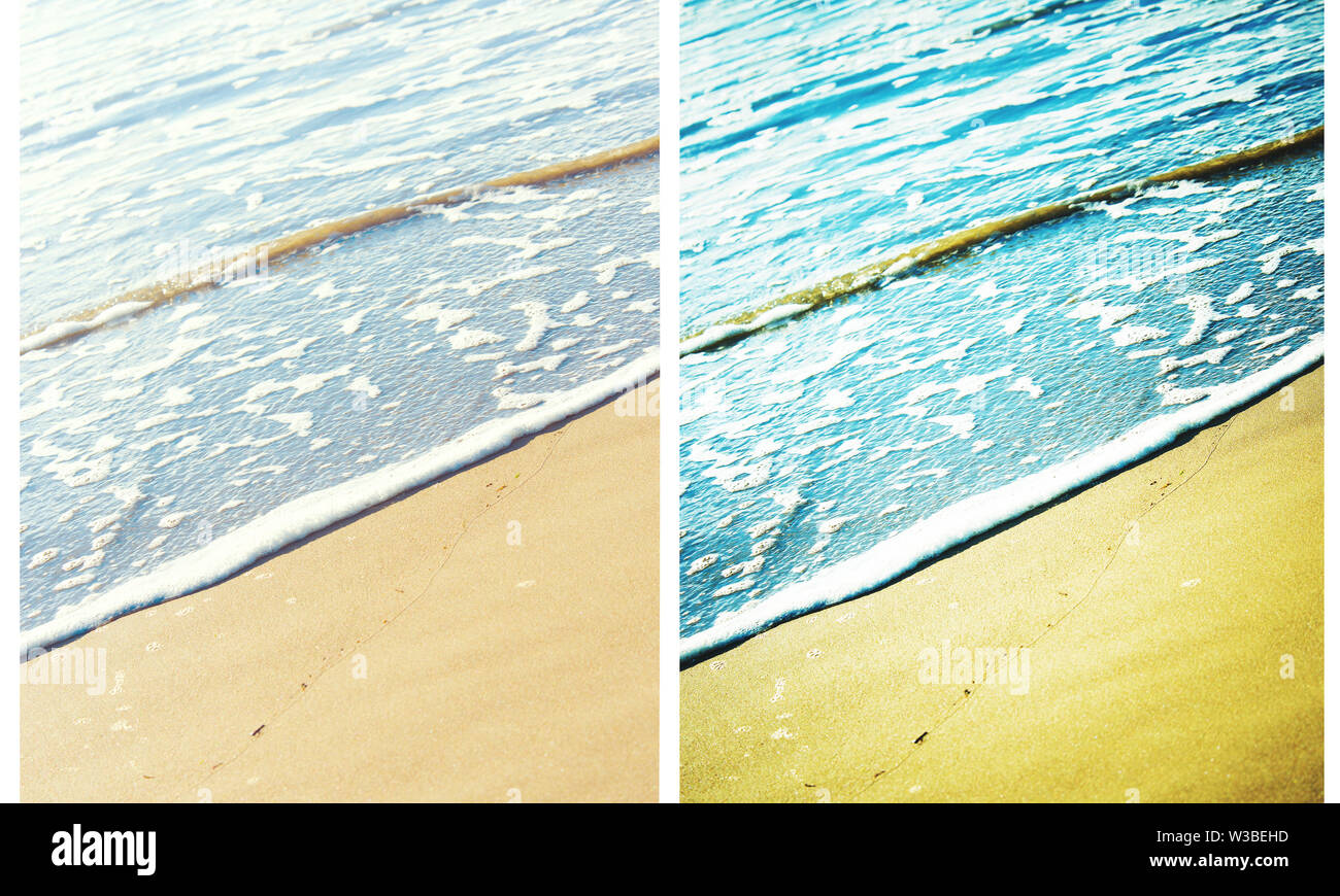 Landscape waves sand beach Cut Out Stock Images & Pictures - Alamy