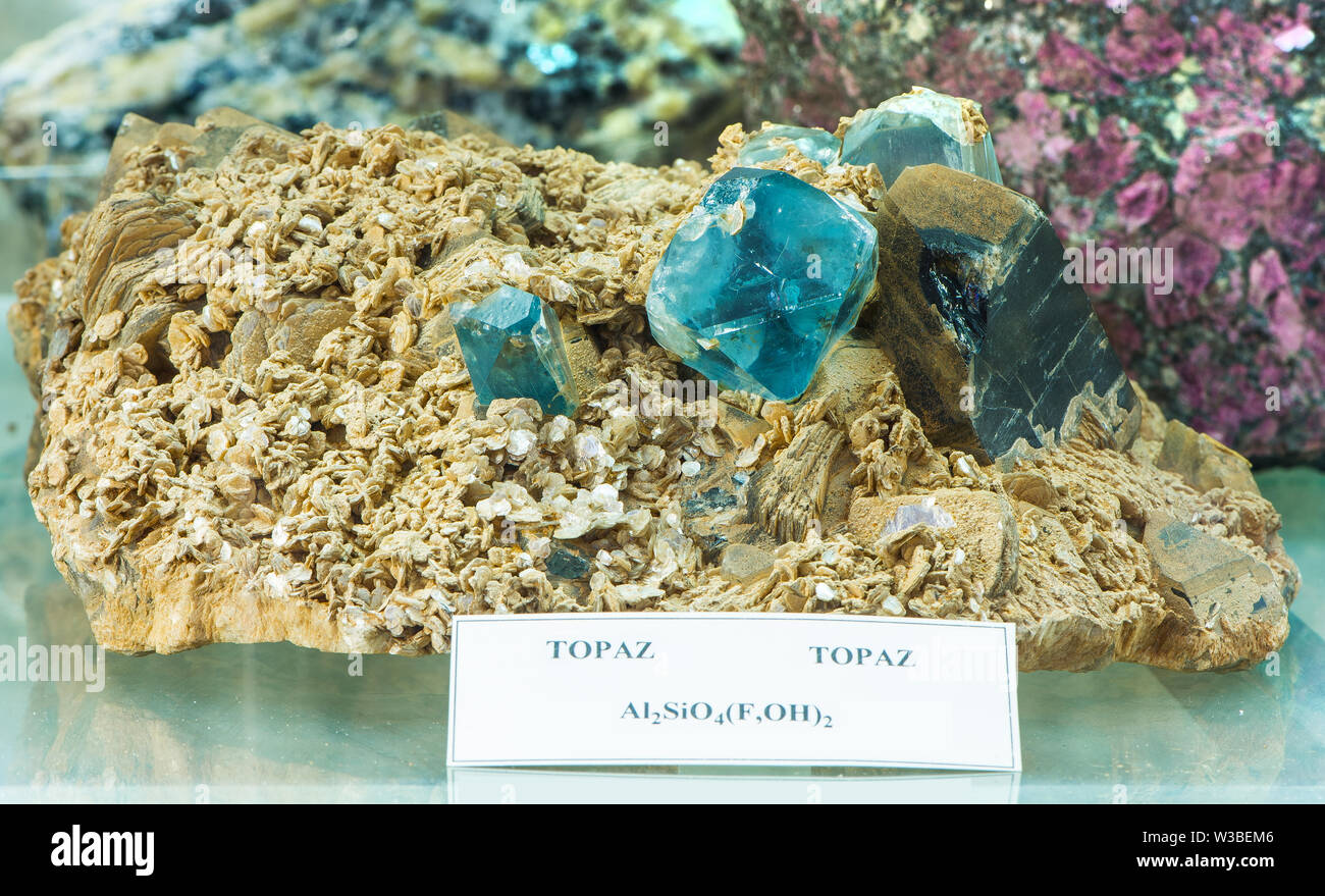 Topaz, Quartz and other gemstones in the collection Stock Photo - Alamy