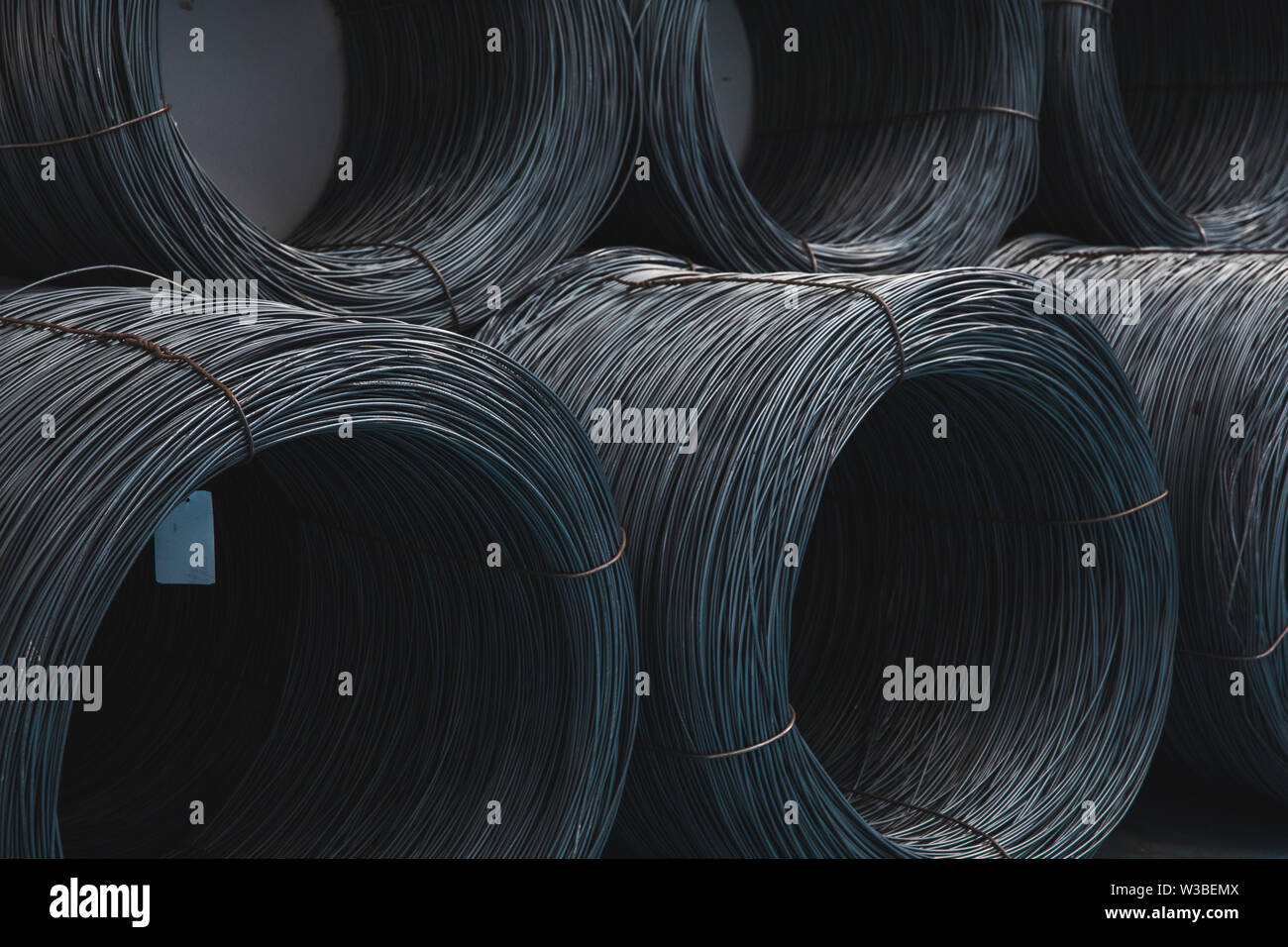 Pile of iron, metal wire rod or coil background for Construction ...