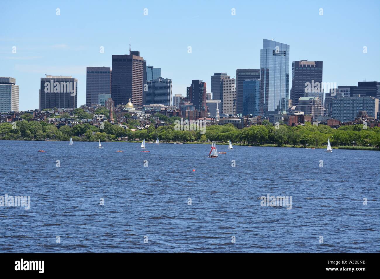 View of the Boston skyline as seen from the Charles River, Cambridge ...